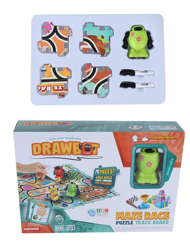 DRAWBOT robotukas su dėlione - labirinto trasa 70 vnt, DB2-3 | Robotai