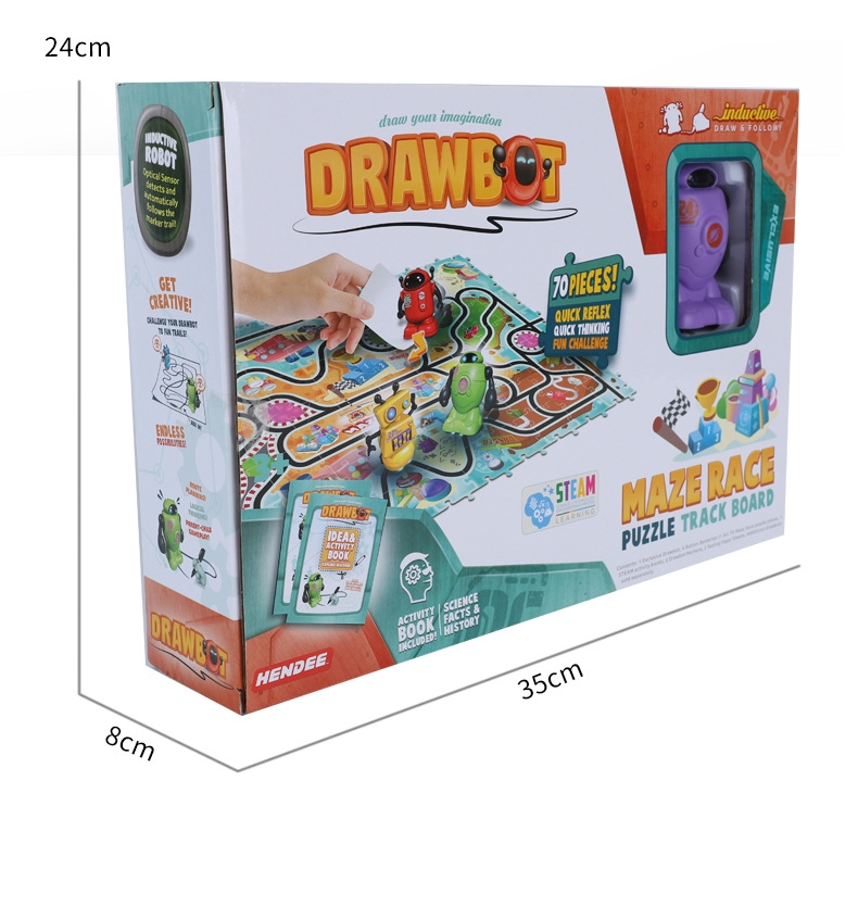 DRAWBOT robotukas su dėlione - labirinto trasa 70 vnt, DB2-3 | Robotai