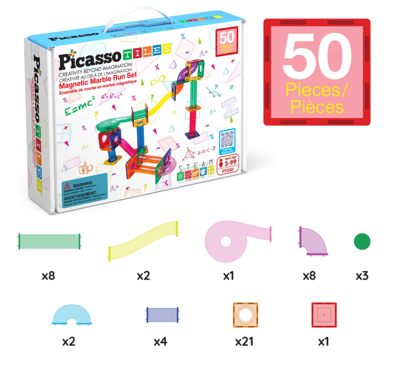 PICASSO TILES Magnetinis konstruktorius Marble run 50 det., PTG50 ...