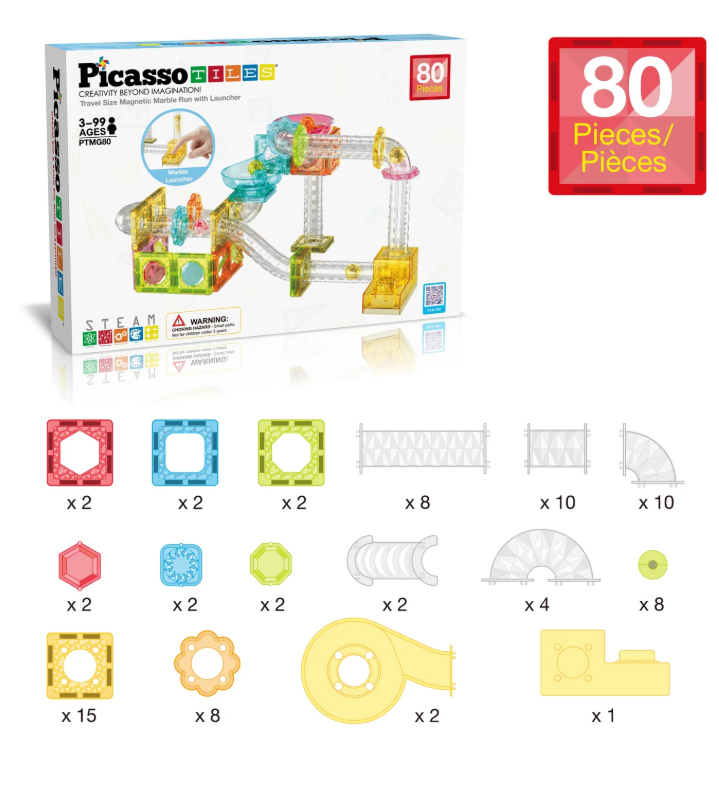 PICASSO TILES Magnetinis konstruktorius Marble Run 80 det., PTMG80 ...